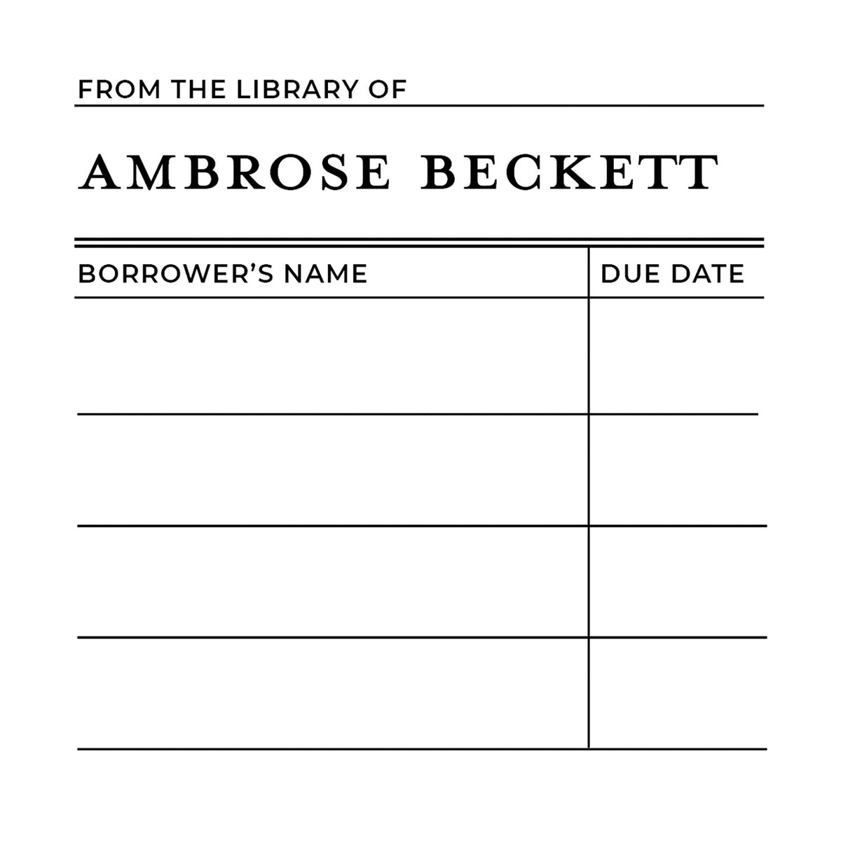 Library Card - Personalised Bookplate Rubber Stamp | Fleur & Fable